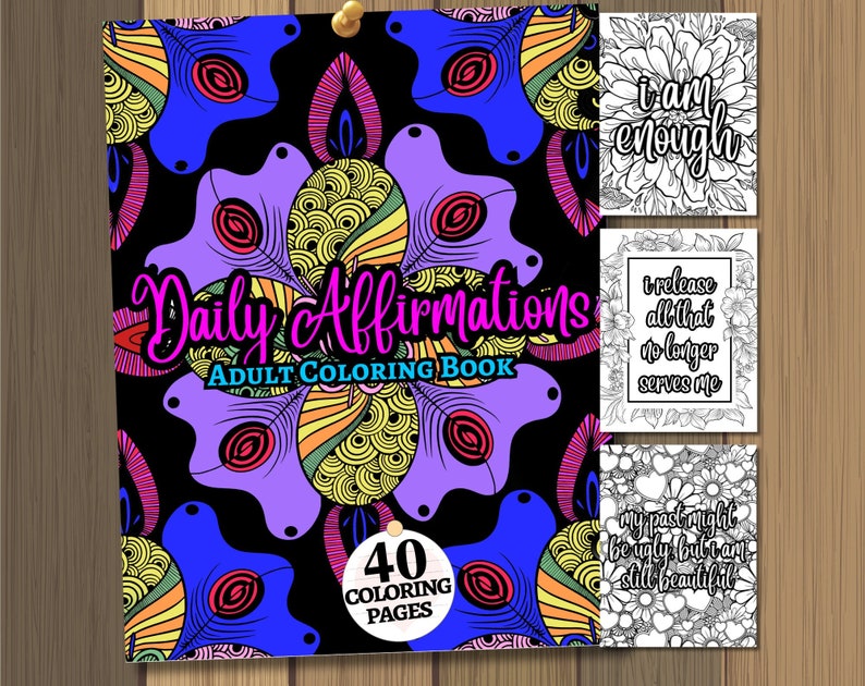 Daily Affirmations Coloring Book, 40 Coloring Pages, Printable PDF ...