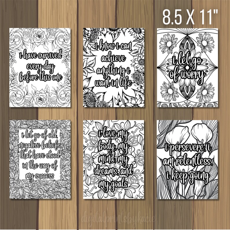 Daily Affirmations Coloring Book, 40 Coloring Pages, Printable PDF ...
