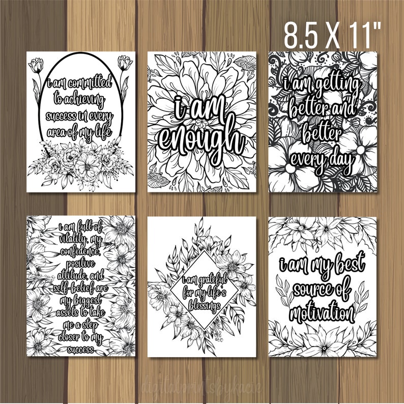 Daily Affirmations Coloring Book, 40 Coloring Pages, Printable PDF ...