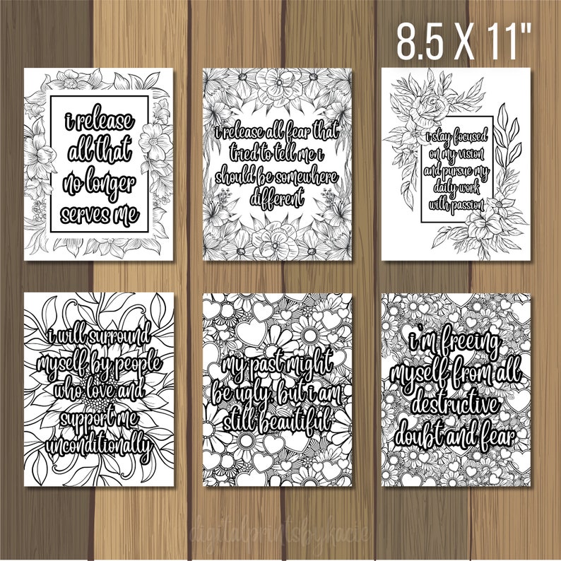 Daily Affirmations Coloring Book, 40 Coloring Pages, Printable PDF ...