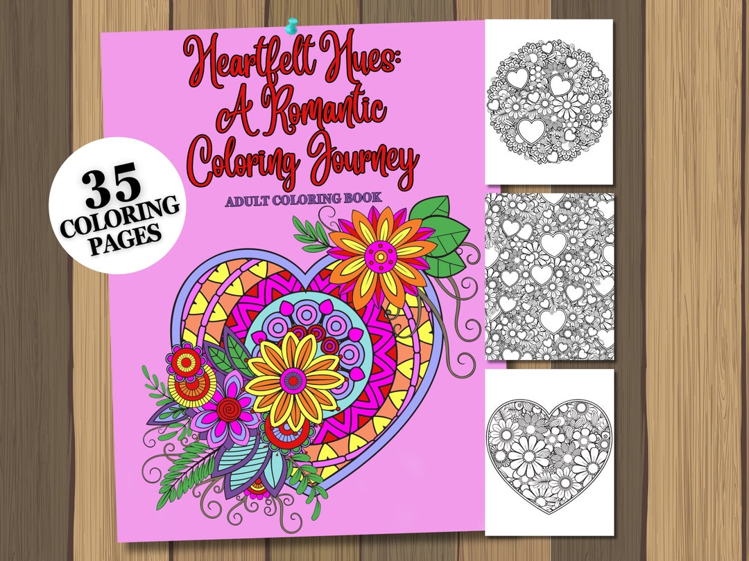 Heartfelt Hues: A Romantic Coloring Journey, Adult Coloring Book, 35 ...