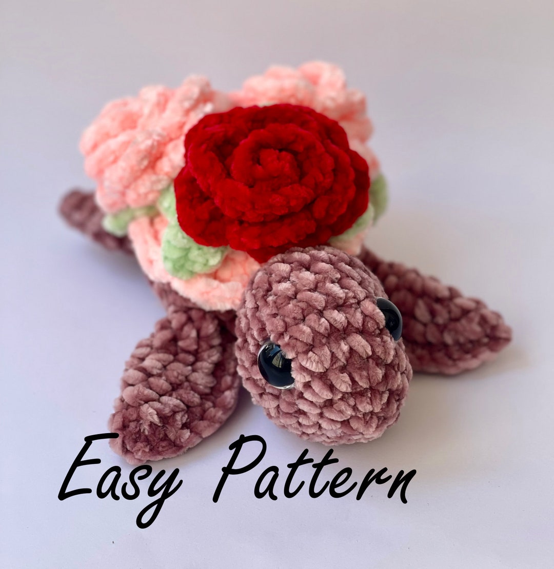 PATTERN: Crochet Turtle Bouquet Pattern Adorable Turtle With Roses ...