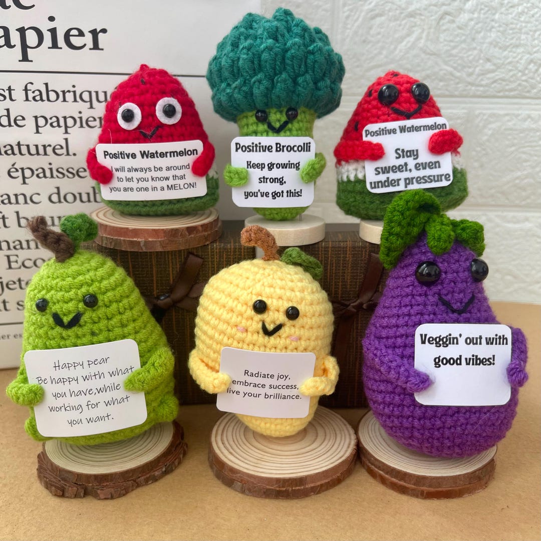 Emotional Support Gift - Handmade Crochet Positive Potato, Eggplant ...