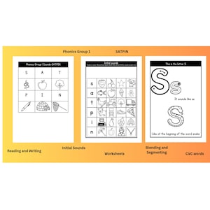 SATPIN Worksheets, Letter Sounds, CVC Words, Printable Group 1 Jolly ...