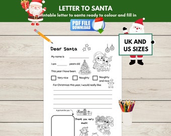 Letter to Santa Coloring Page, Kids Christmas Wish List, Printable ...