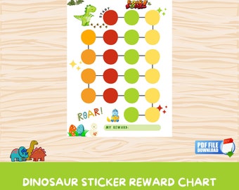 Dinosaur Reward Chart, Sticker Chart, Toddler, Preschool Kids, Letter ...