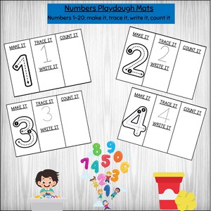 Printable Playdough Mats Numbers 1-20, Number Activity Mats, Homeschool ...