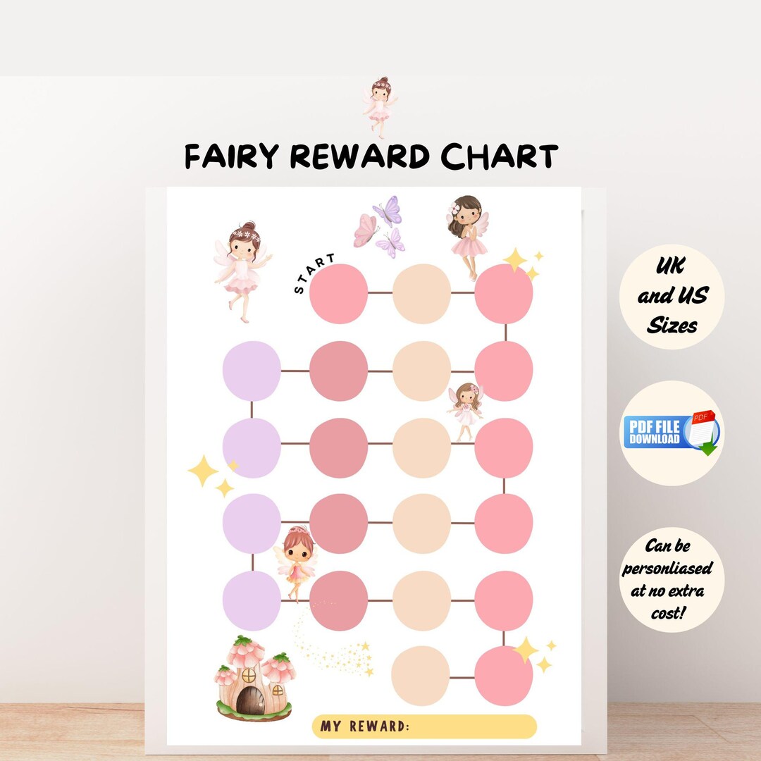 Fairy Reward Chart PDF, Fairies Potty Chart, Printable Chore Chart, - Etsy