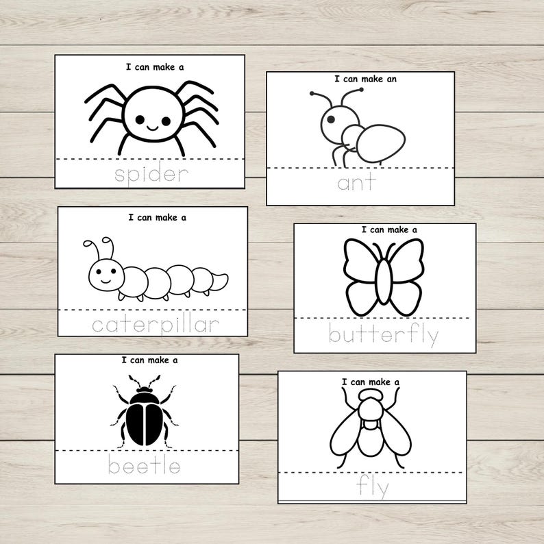 Insects Play Dough Mats Printable, Summer Bugs Visual Mats, Montessori ...