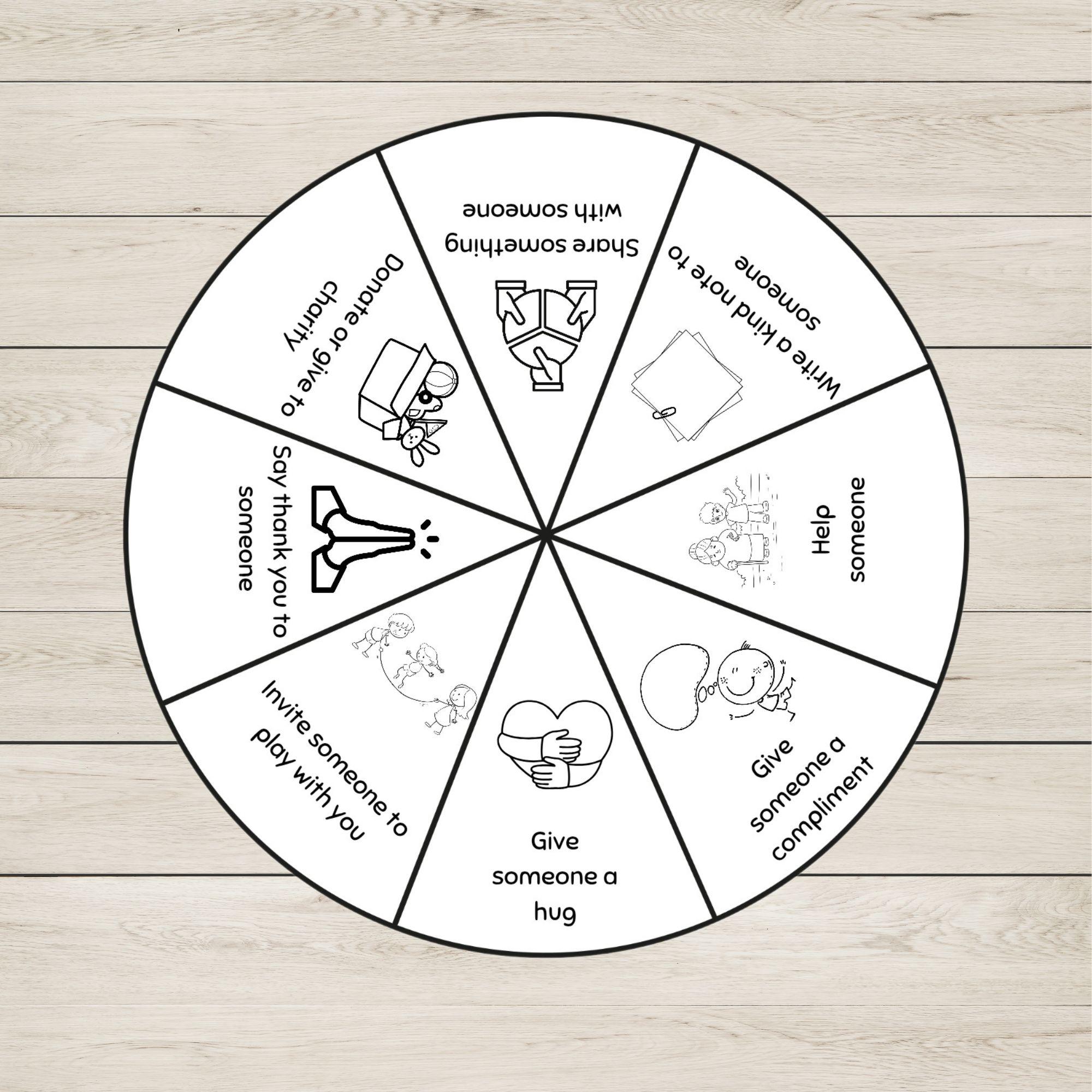 Kindness Wheel Bible Craft for Kids, Be Kind Coloring Craft Spinner ...