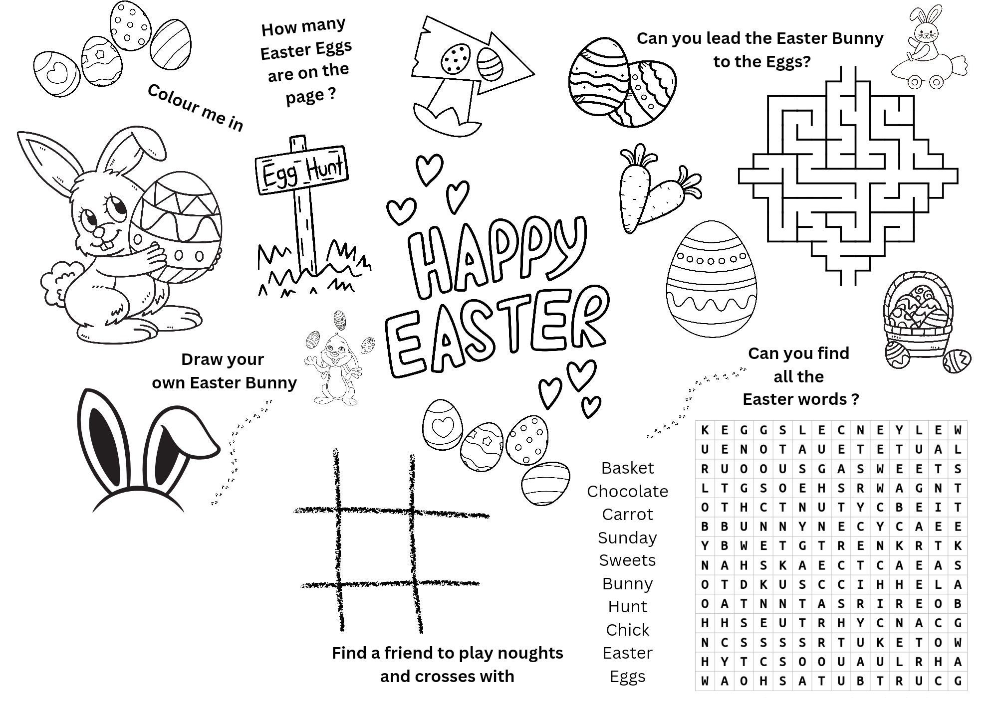 Easter Coloring Page, Printable Easter Activity Placemat, Easter ...