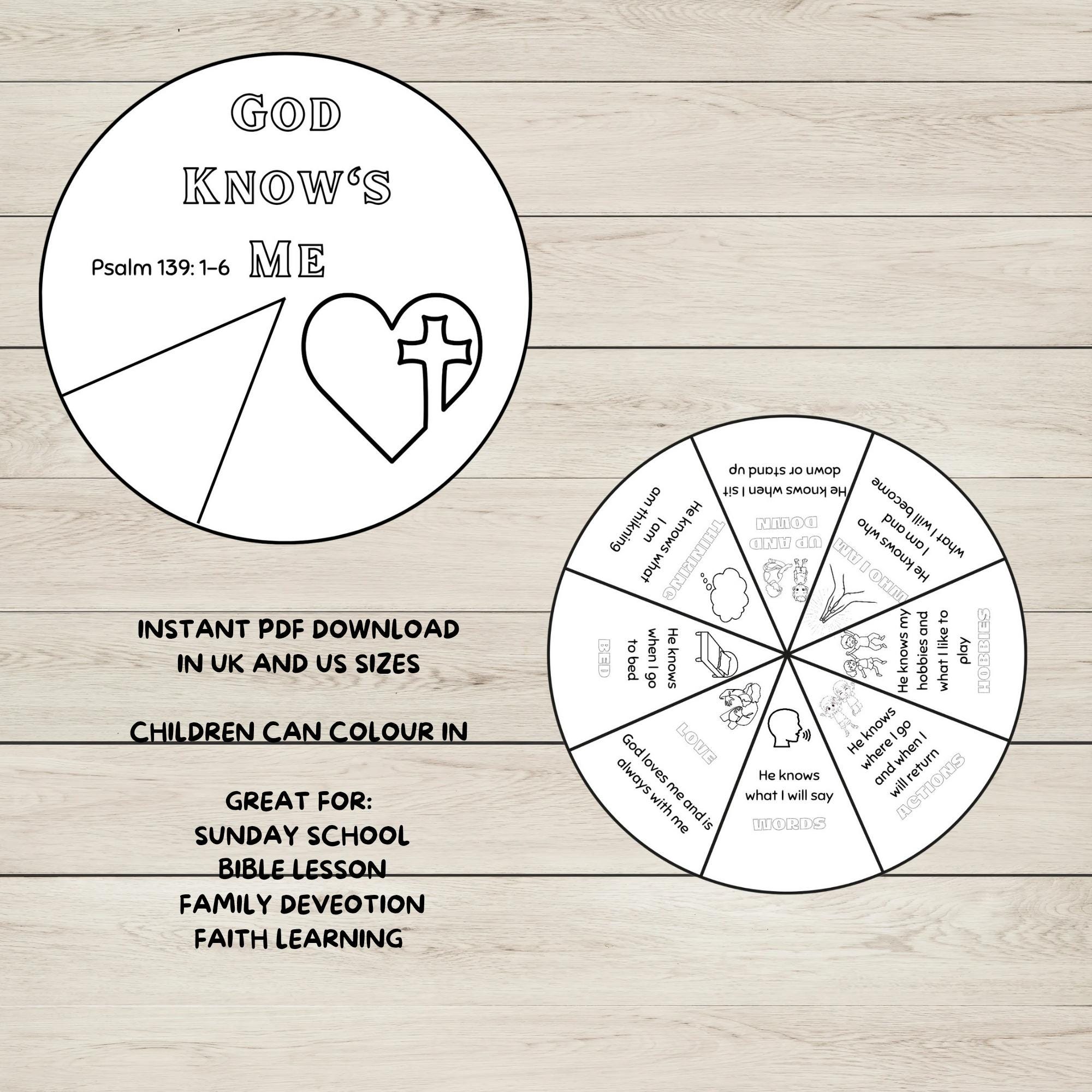 Psalm 139 Bible Craft, God Knows Me Coloring Wheel, Sunday School Craft ...