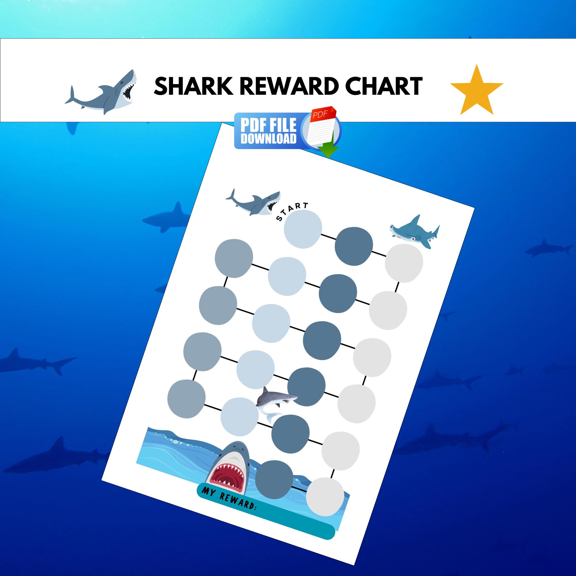 Shark Reward Chart for Kids, Kids Printable Behaviour Chart, Good ...