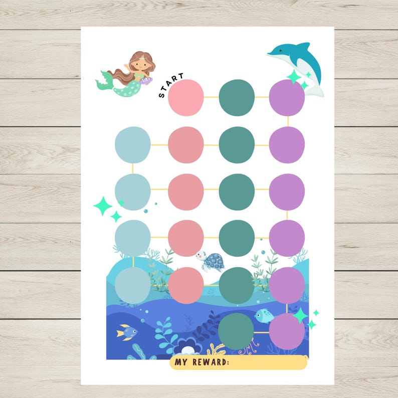 Mermaid Reward Chart Printable, Kids Mermaids Sticker Chart, Toddler ...