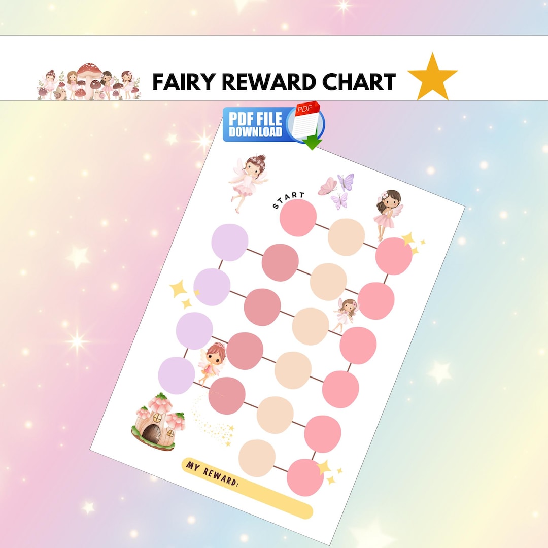 Fairy Reward Chart, Fairies Potty Chart, Kids Chore Chart, Digital ...