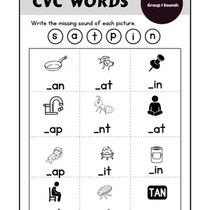 CVC Words Worksheets, Phonics Groups 1-4 Sounds, Literacy Activity ...