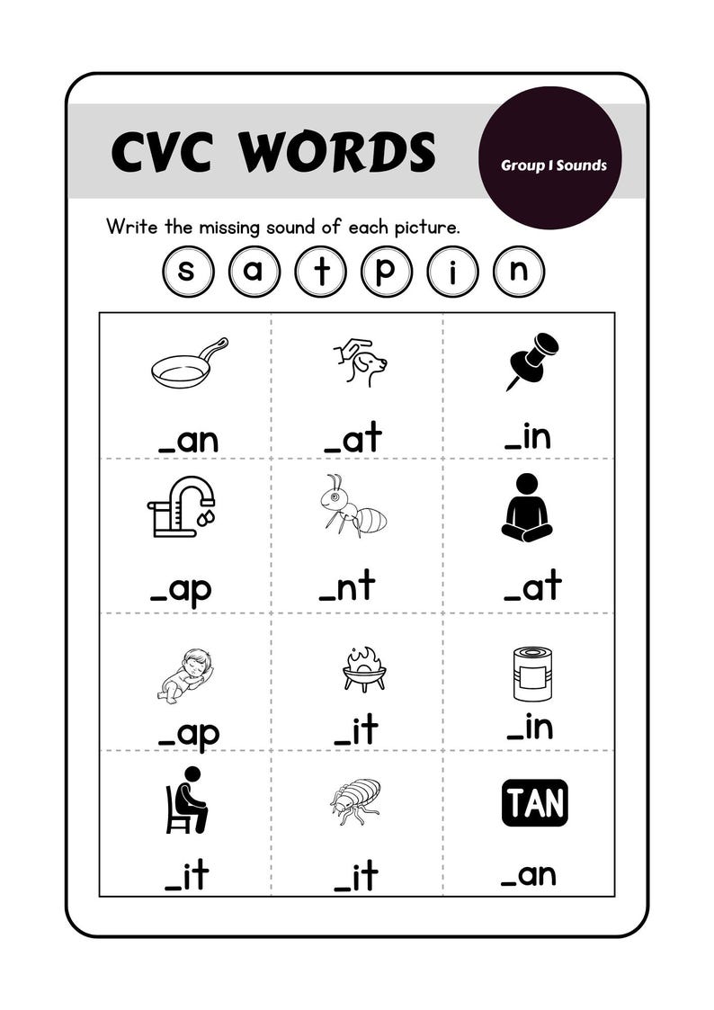 Phonics CVC Words Worksheets, Groups 1-4, Literacy Activity, Instant ...