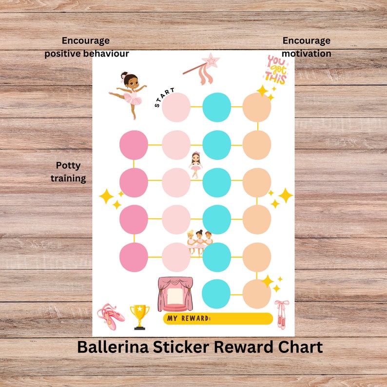 Ballerina Reward Chart Printable, Ballet Potty Training Chart, Girls ...