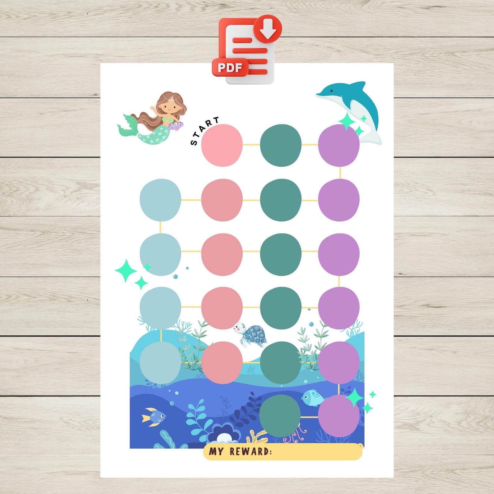Mermaid Reward Chart Printable, Kids Mermaids Sticker Chart, Toddler ...