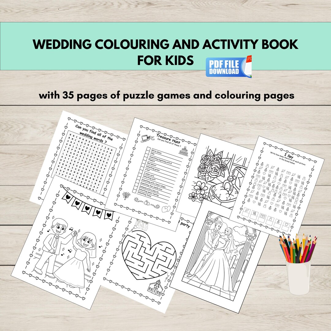 Kids Wedding Activity Book Printable PDF, Children's Wedding Favour ...