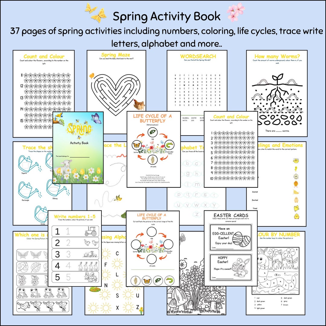 Spring Activities for Kids, Spring Printable Activity Book, Spring ...