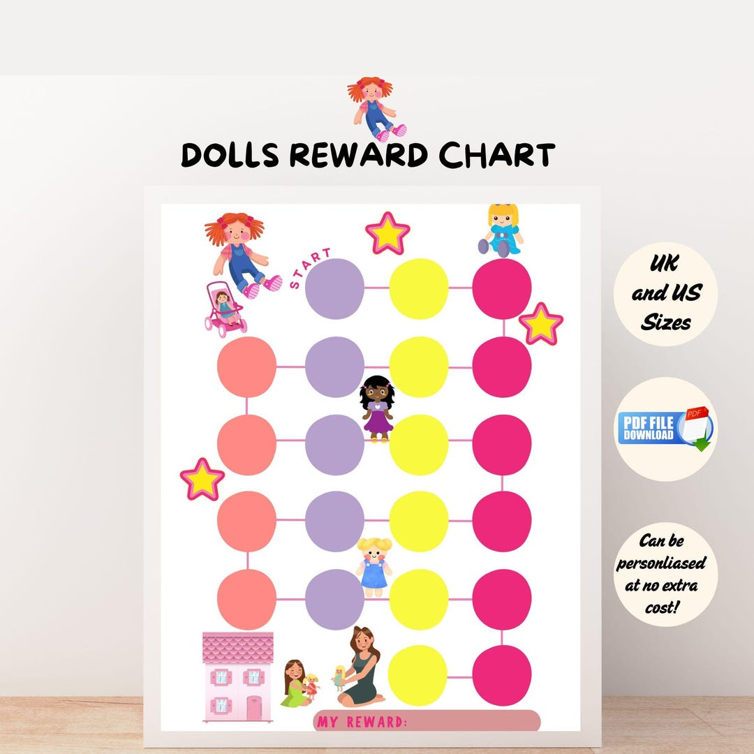 Dolls Reward Chart Printable, Kids Doll Sticker Chart, Toddler Potty ...