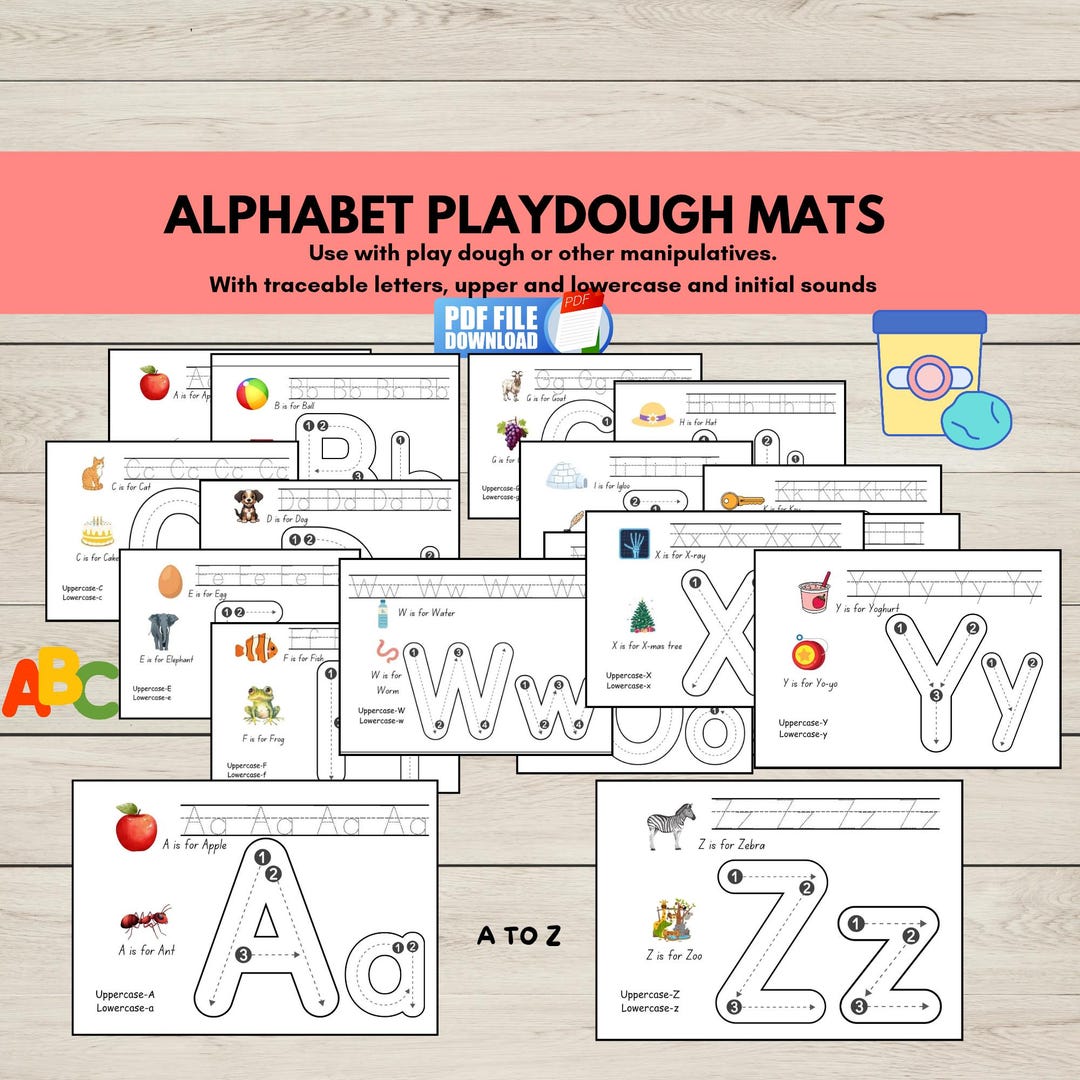 Alphabet Playdough Mats Printable, Alphabet Letter Tracing, ABC ...