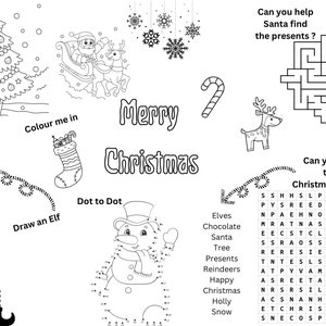 Kids Christmas Activity Placemat ,christmas Colouring Page Printable ...