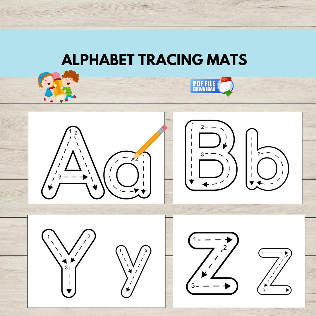 Alphabet Letter Tracing Mats, Printable ABC Cards, Preschool Activity ...