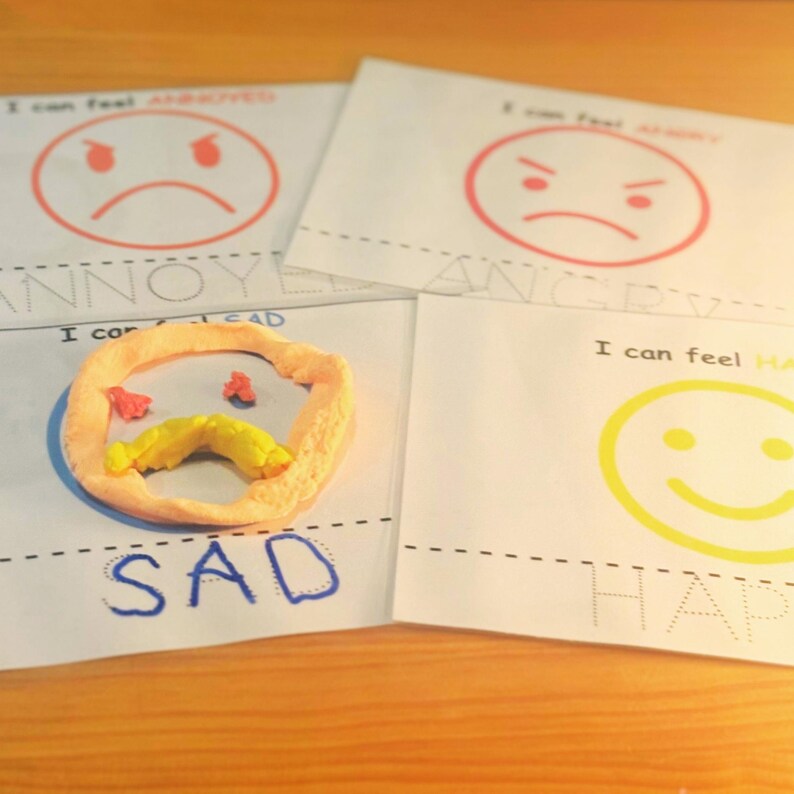 Emotions Play Dough Mats Printable, Feelings SEL Activity, Social ...