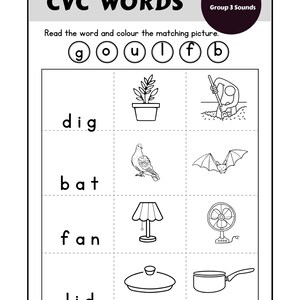 CVC Words Worksheets, Phonics Groups 1-4 Sounds, Literacy Activity ...