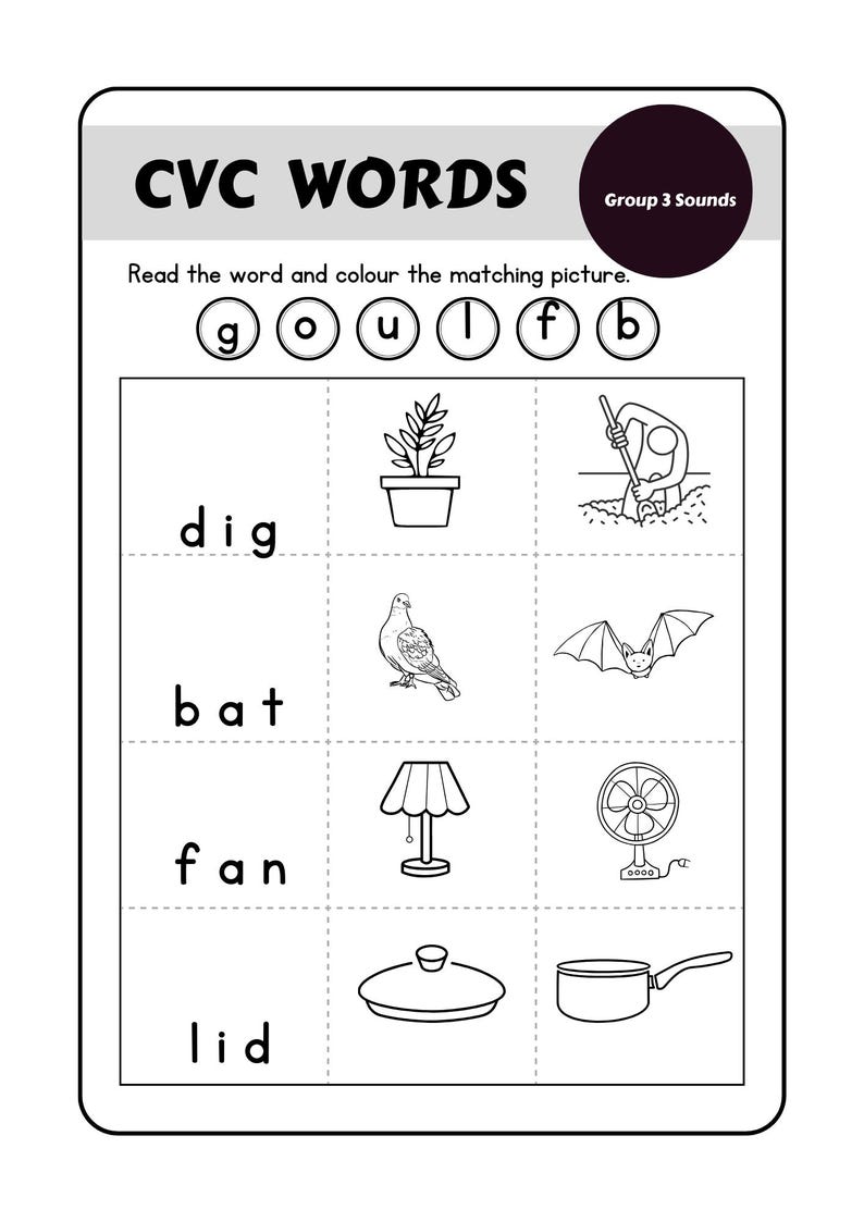 CVC Words Worksheets, Phonics Groups 1-4 Sounds, Literacy Activity ...