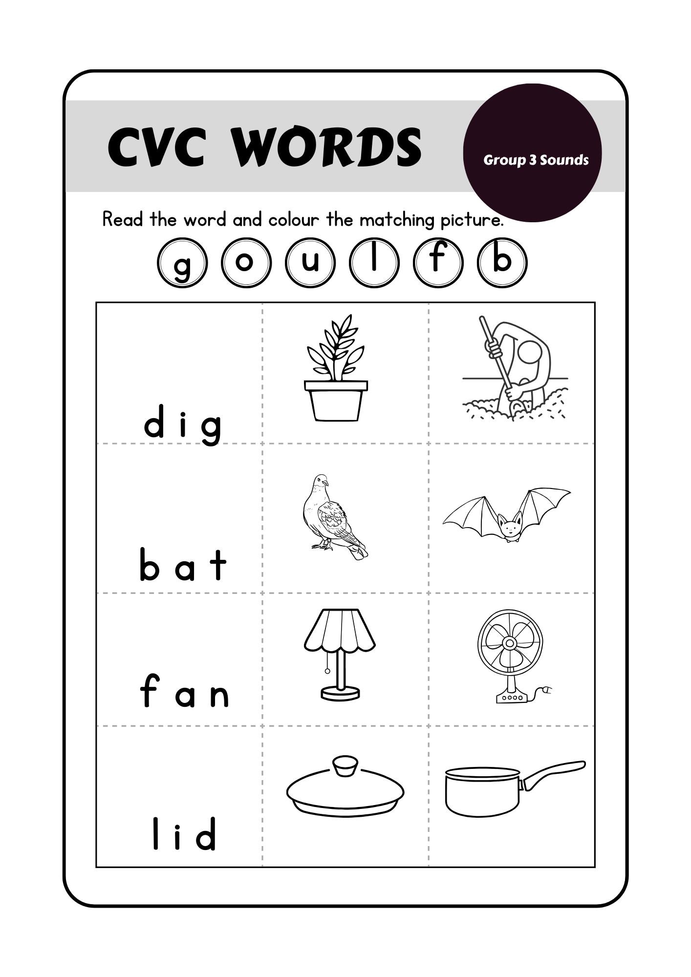 CVC Words Worksheets, Phonics Groups 1-4 Sounds, Literacy Activity ...