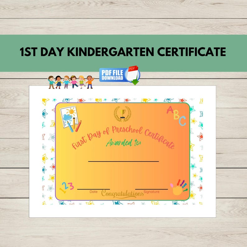 Kindergarten Start Certificate Printable, First Day of School Award ...