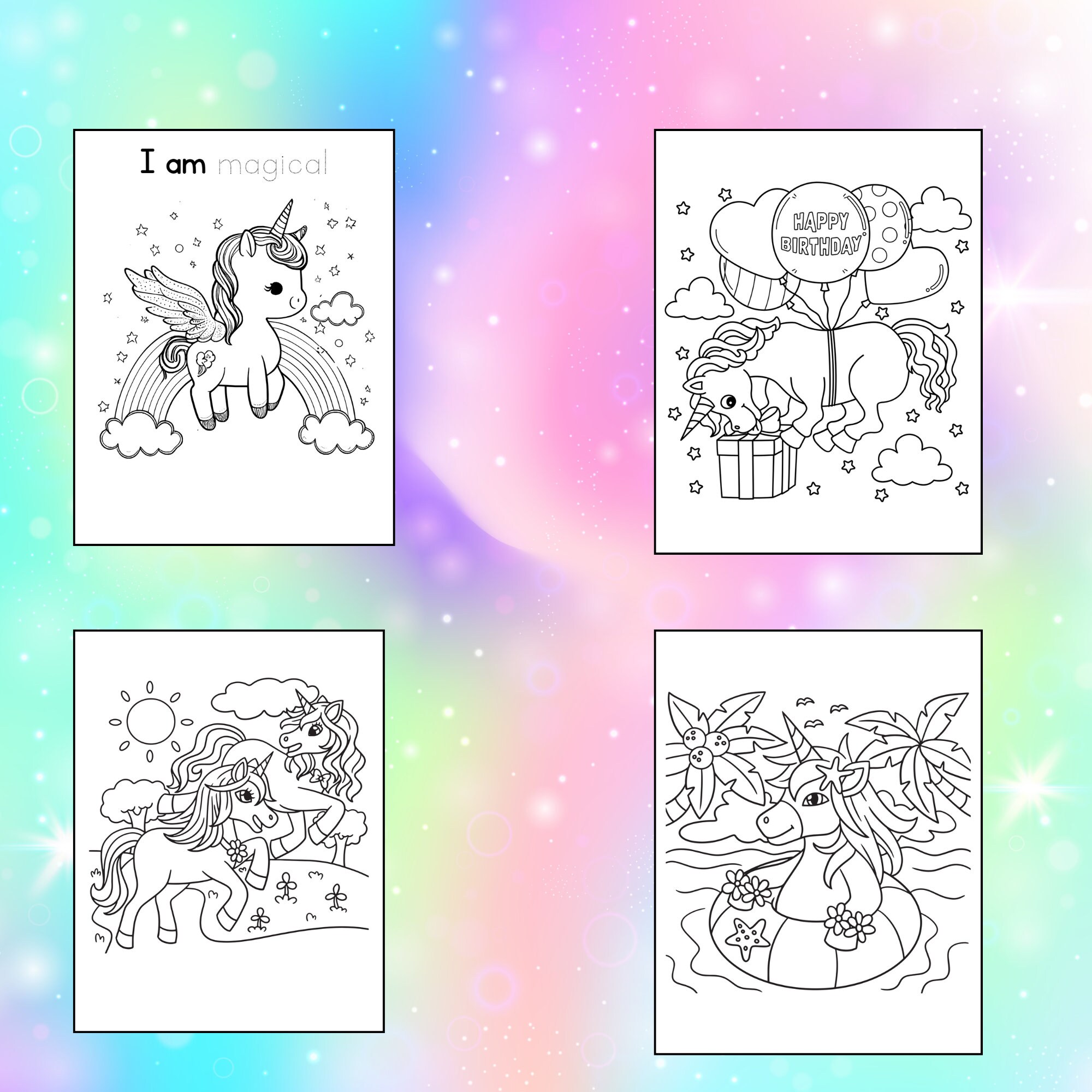 Unicorn Activity Book, Unicorn Coloring Pages, Unicorn Activity Pack ...