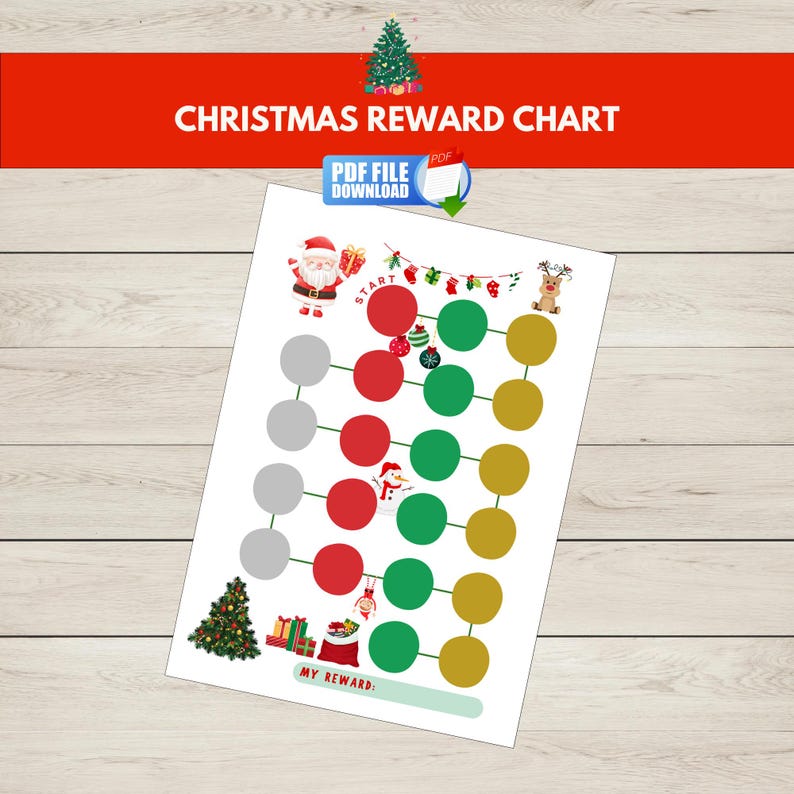 Kids Christmas Reward Chart Printable PDF, Santa Potty Chart, Routine ...