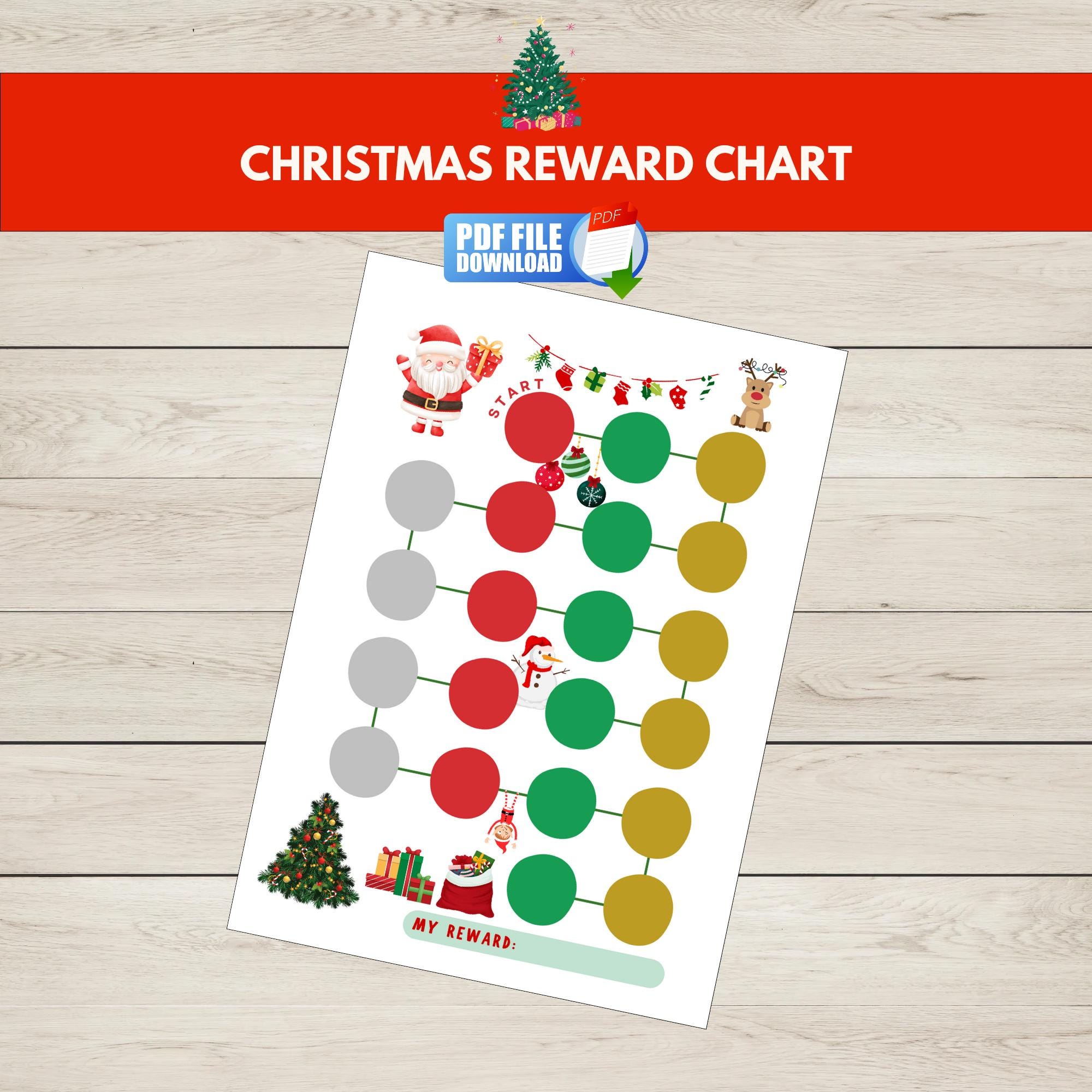 Kids Christmas Reward Chart Printable PDF, Santa Potty Chart, Routine ...