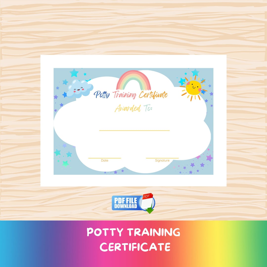 Potty Training Certificate, Potty Award, Toddler Toilet Diploma, Potty ...