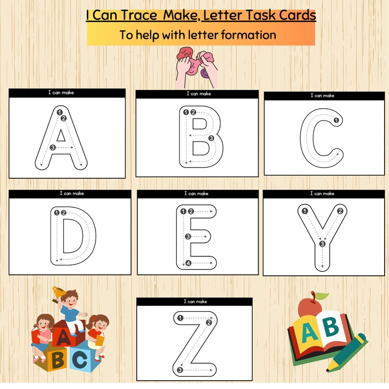 I Can Printable Task Cards Bundle, Letter Flashcards, Letter Formation ...