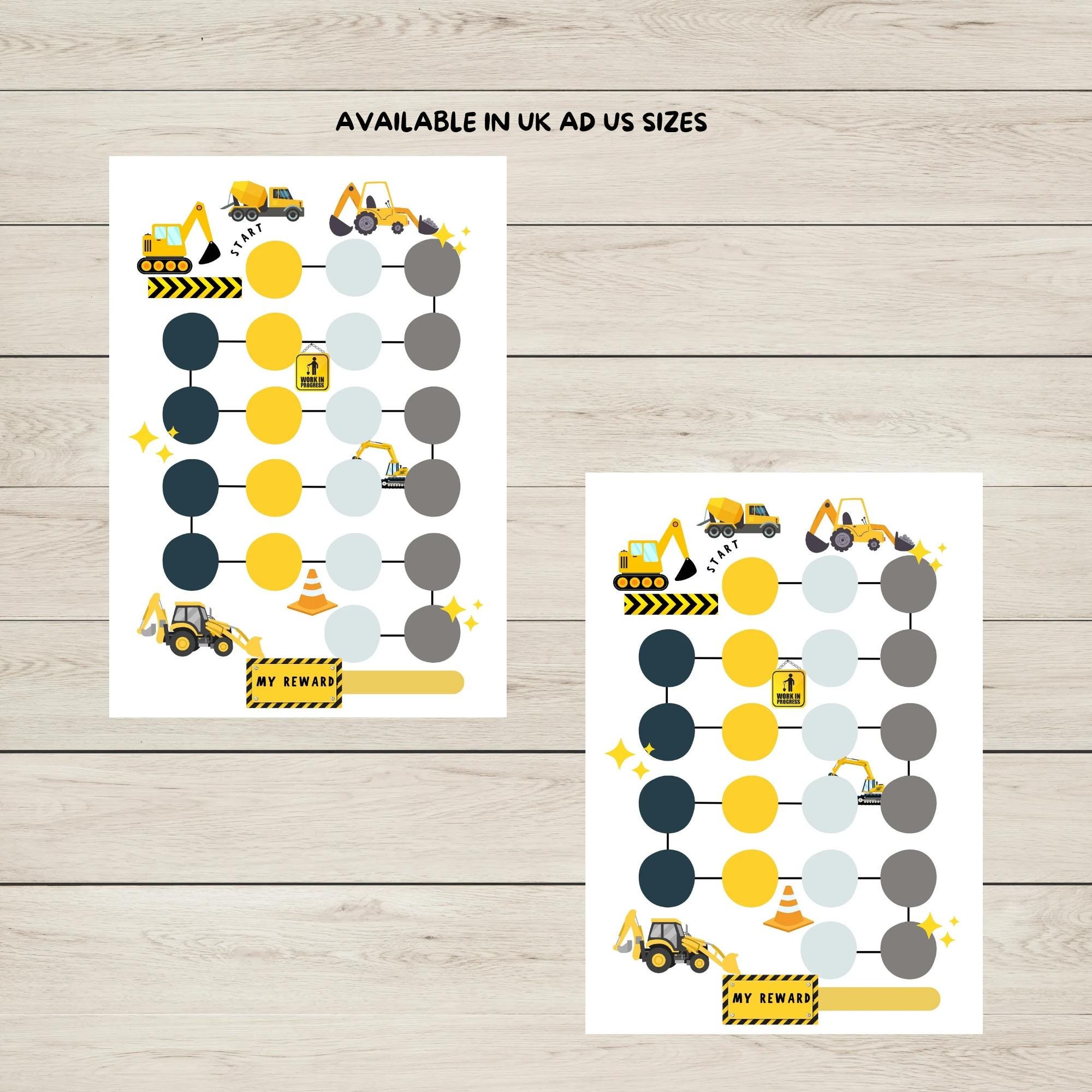 Digger Reward Chart for Kids, Printable Construction-themed Behaviour ...