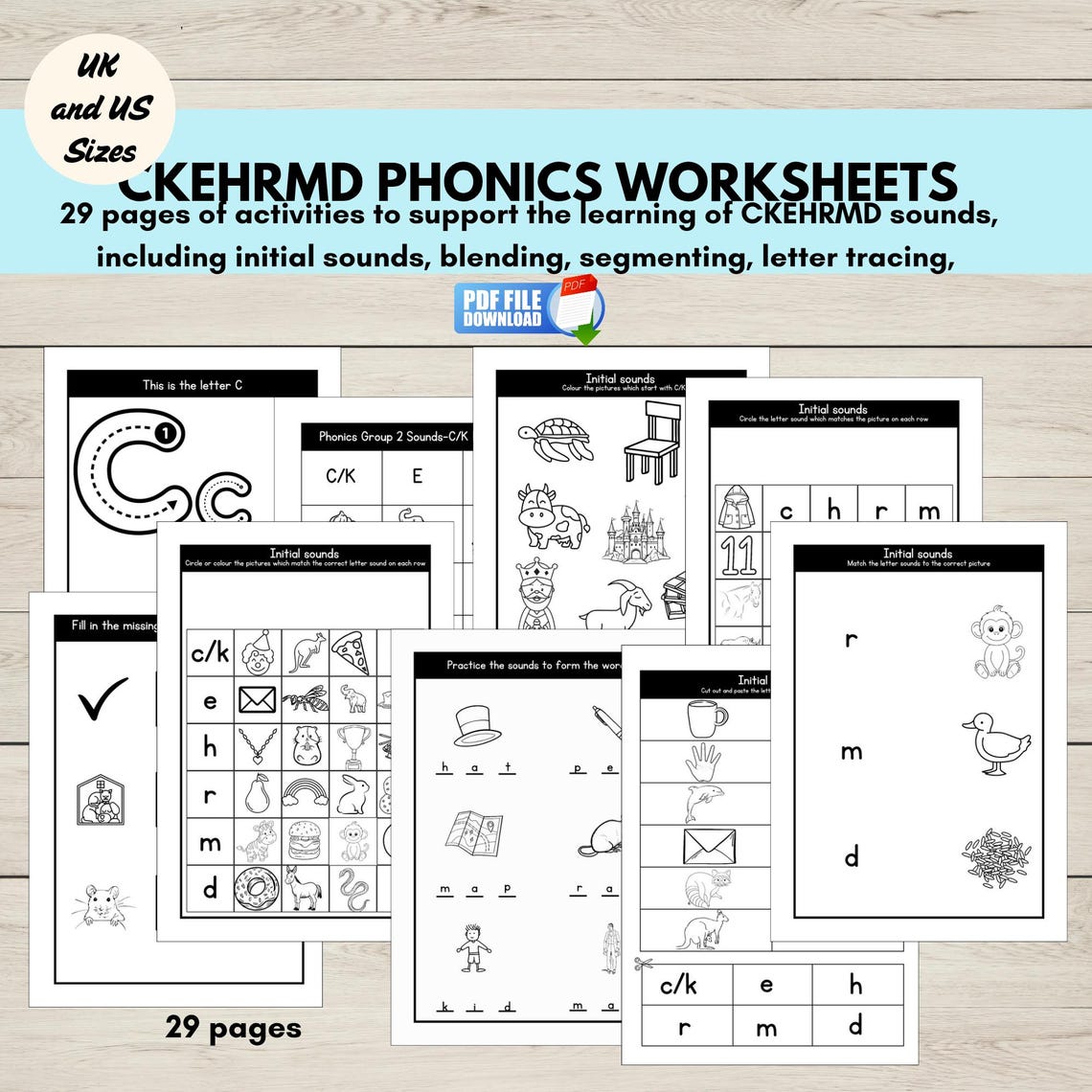 Phonics Group 2 CKEHRMD Worksheets, Letter Sounds, CVC Words, Preschool ...