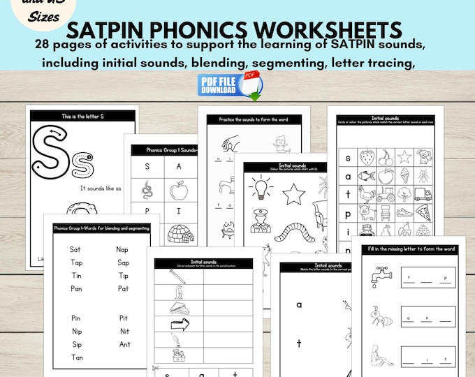 Editable SATPIN Pack With Sound Button Flashcards and Matching Initial ...