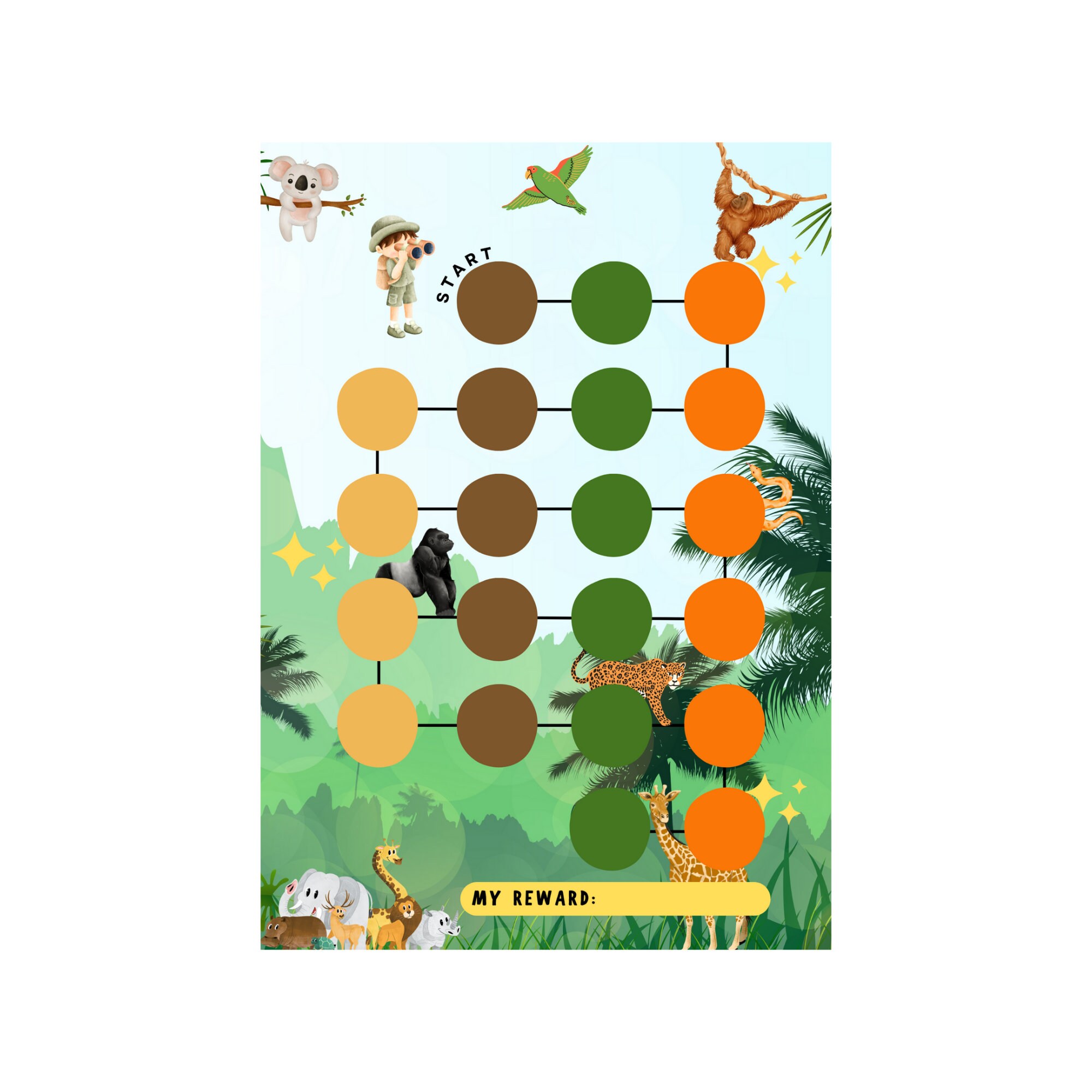 Jungle Animals Reward Chart Printable PDF, Safari Potty Chart, Toddler ...