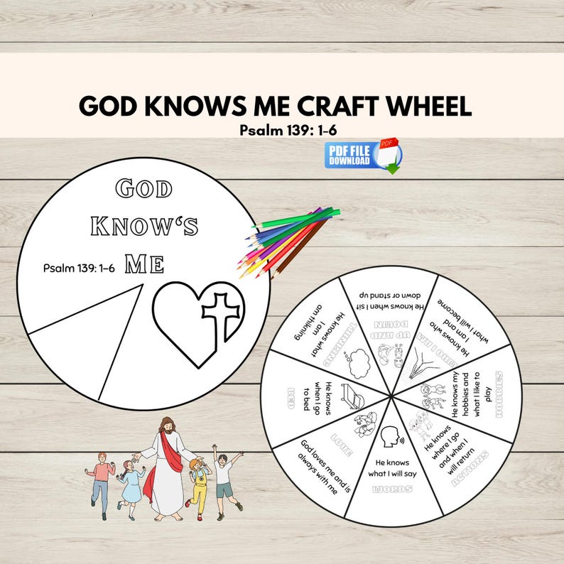 Psalm 139 Bible Craft, God Knows Me Coloring Wheel, Sunday School Craft ...