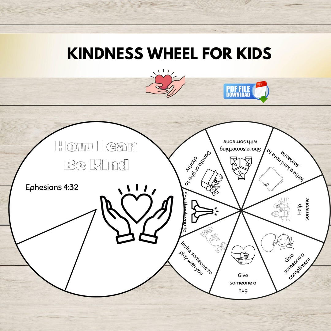 Kindness Wheel Bible Craft for Kids, Be Kind Coloring Craft Spinner ...
