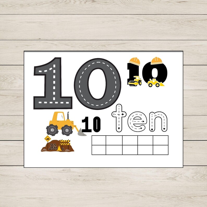 Construction Themed Numbers 1-10 Play Dough Mats, Preschool Fine Motor ...