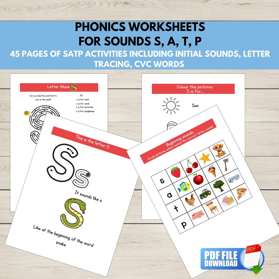 Phonics Worksheets for SATP, Initial Sounds, Handwriting Practice, CVC ...