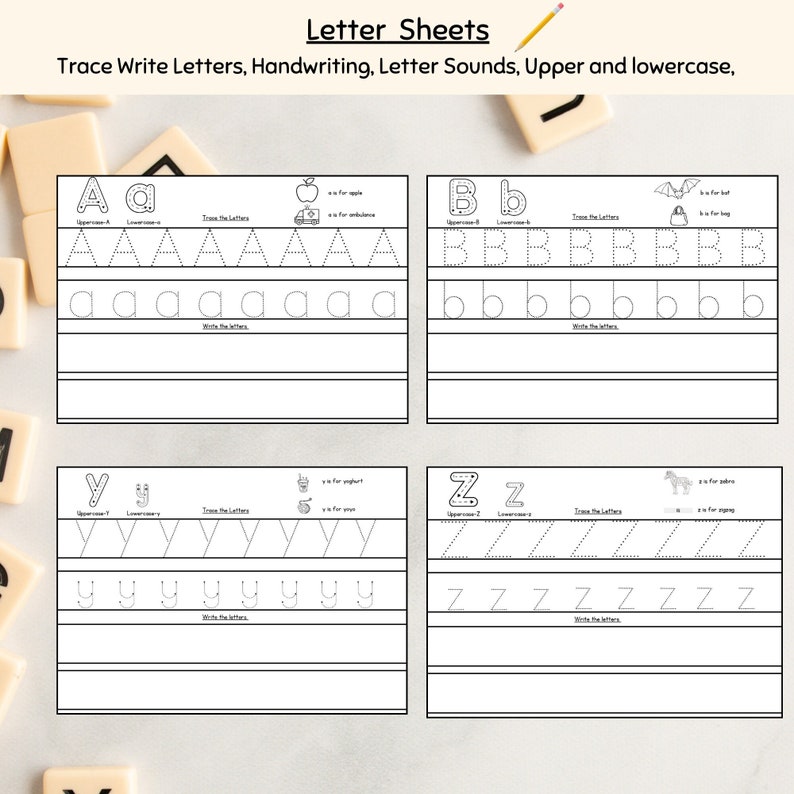 Alphabet Handwriting Practice Sheets, Preschool Writing Mat ...