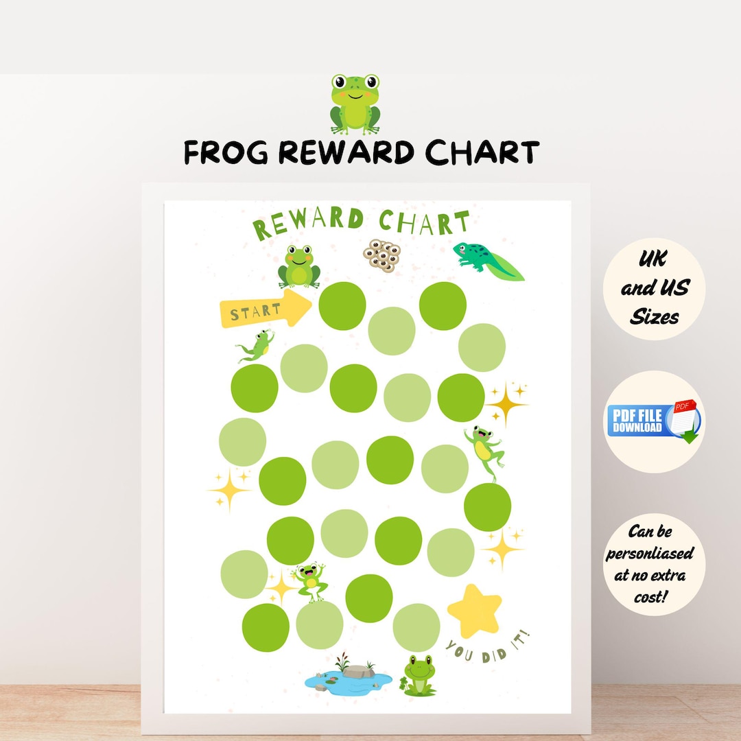 Frog Reward Chart for Kids, Frogs Potty Training Chart, Sticker Rewards ...