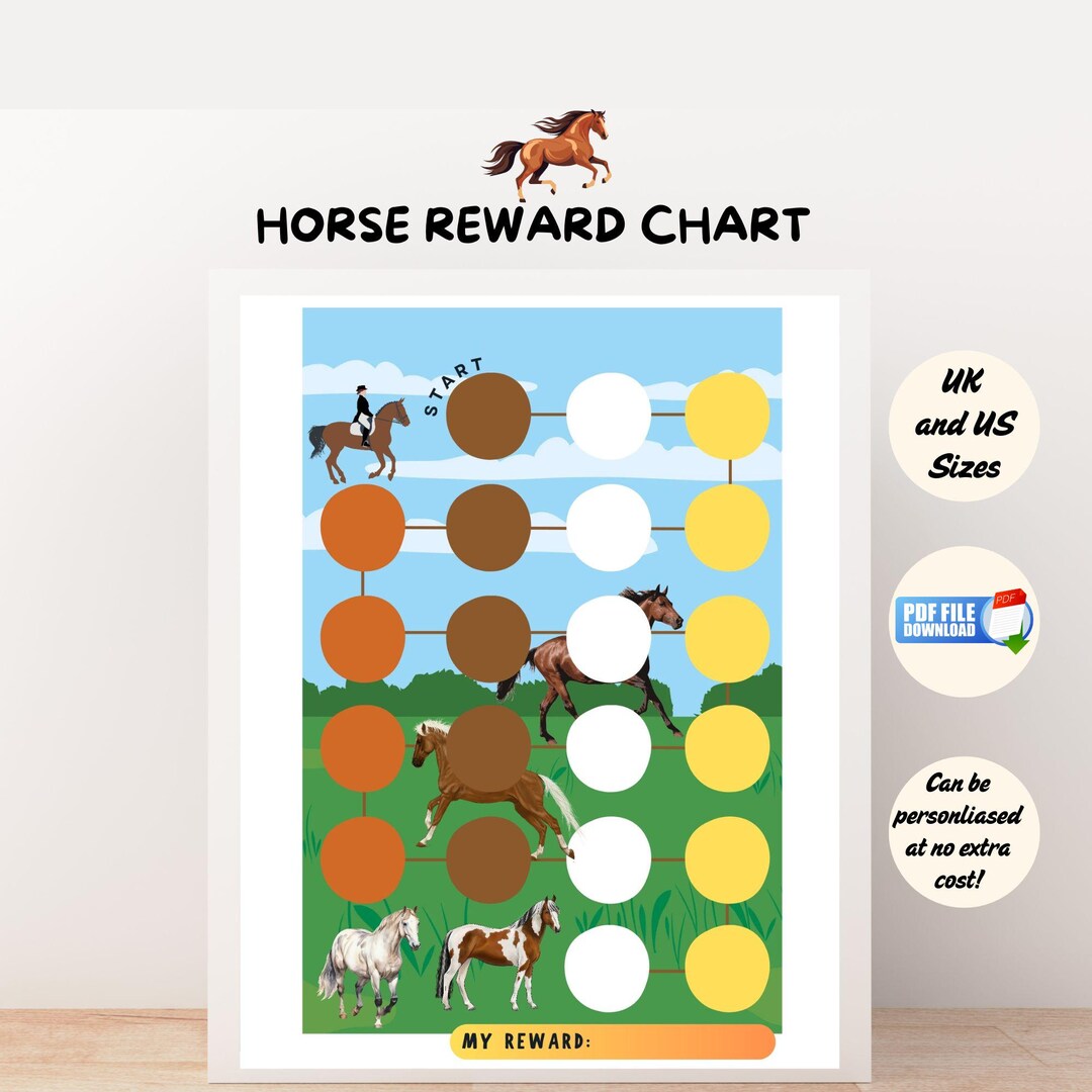 Horse Reward Chart PDF, Kids Horse Theme Sticker Chart, Equestrian ...